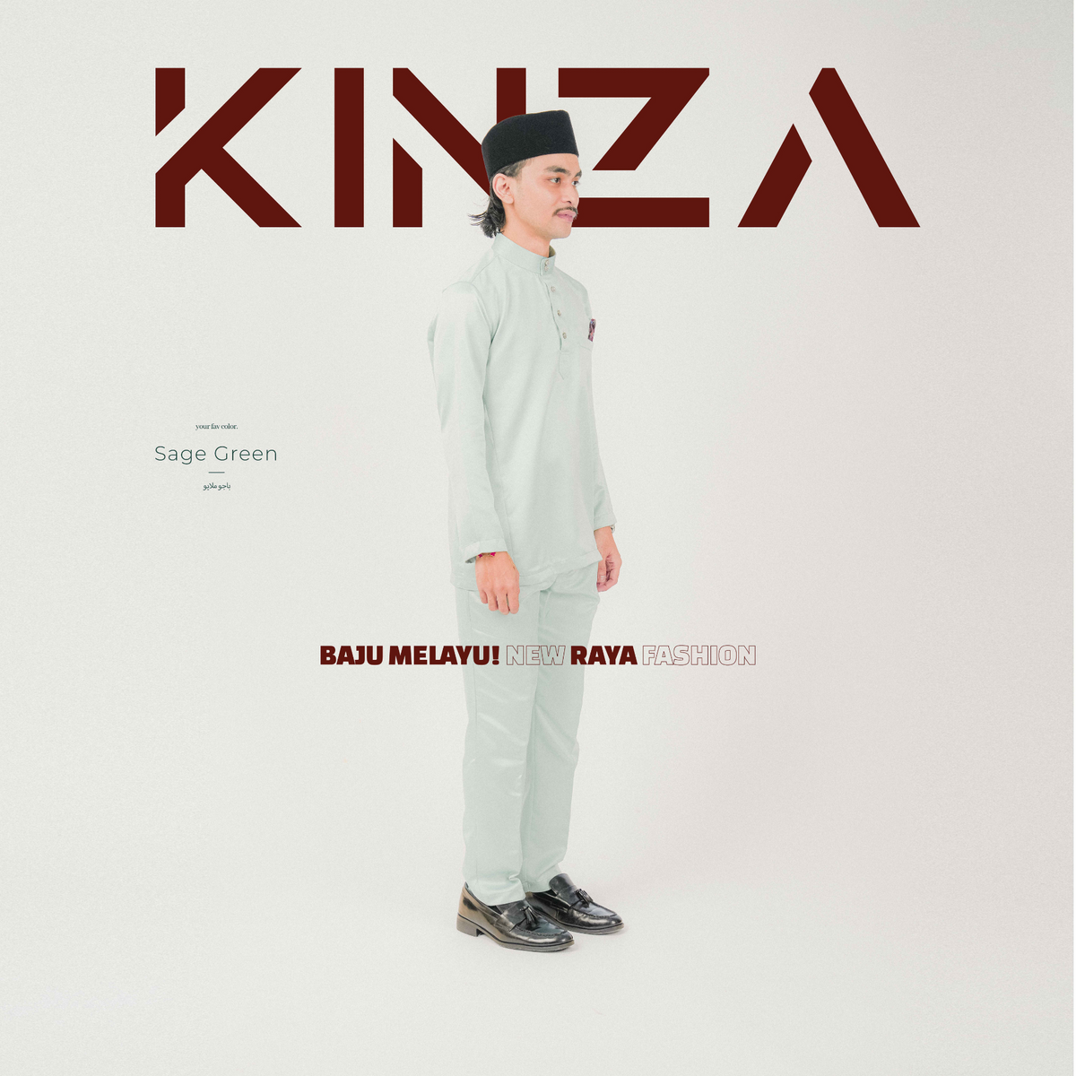 [SLIMFIT] Baju Melayu Kinza Premium SAGE GREEN [FREE BUTANG + HANDKERC ...